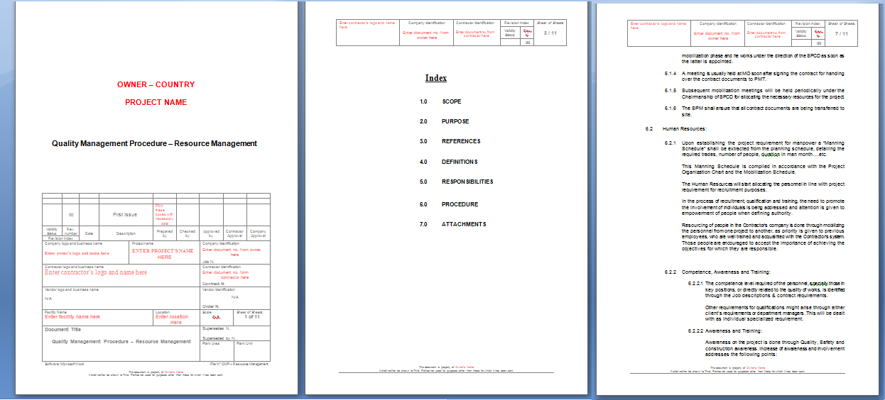 Resource Management Procedure / Plan Template for Construction ...