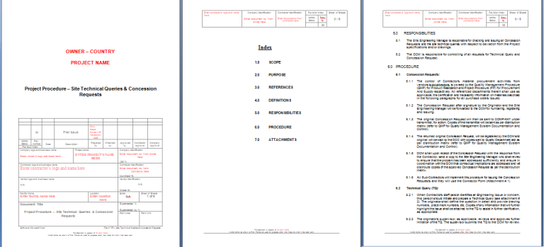 Site Technical Queries & Concession Requests Procedure Template for ...