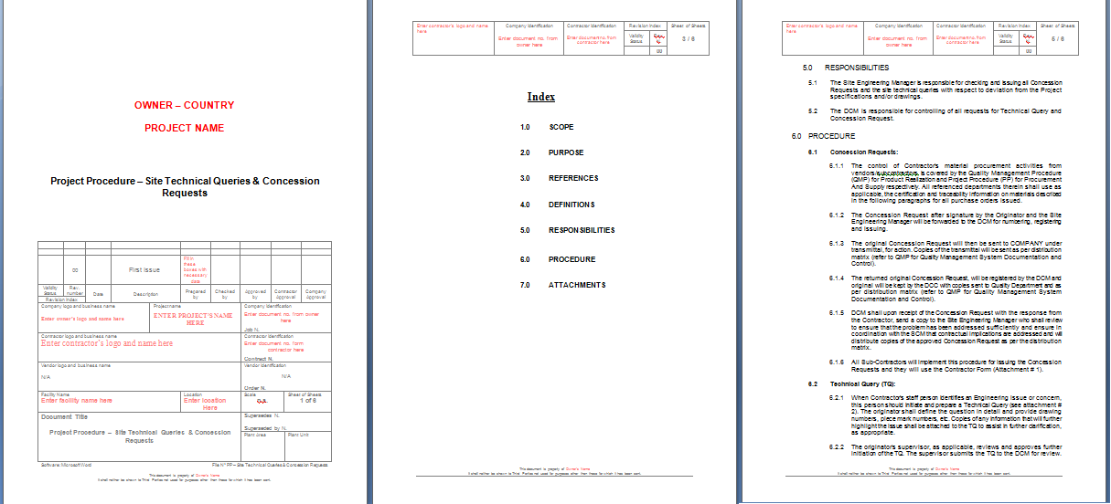 Site Technical Queries & Concession Requests Procedure Template for ...